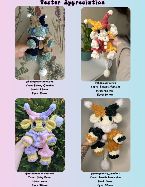 Hermes the Jester Dragon PDF Pattern – Joyfully Meraki