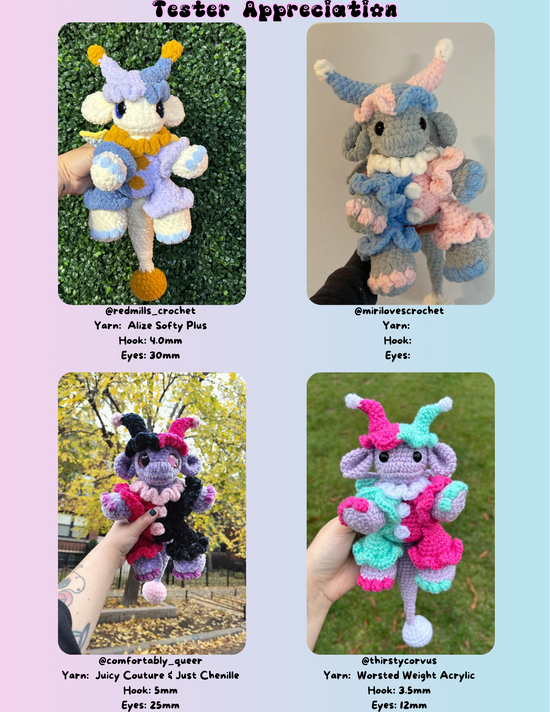Hermes the Jester Dragon PDF Pattern – Joyfully Meraki